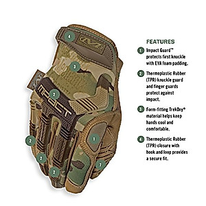 Mechanix Wear: M-Pact Tactical Gloves with Secure Fit, Touchscreen Capable Safety Gloves for Men, Work Gloves with Impact Protection and Vibration Absorption (Camouflage - MultiCam, X-Large)
