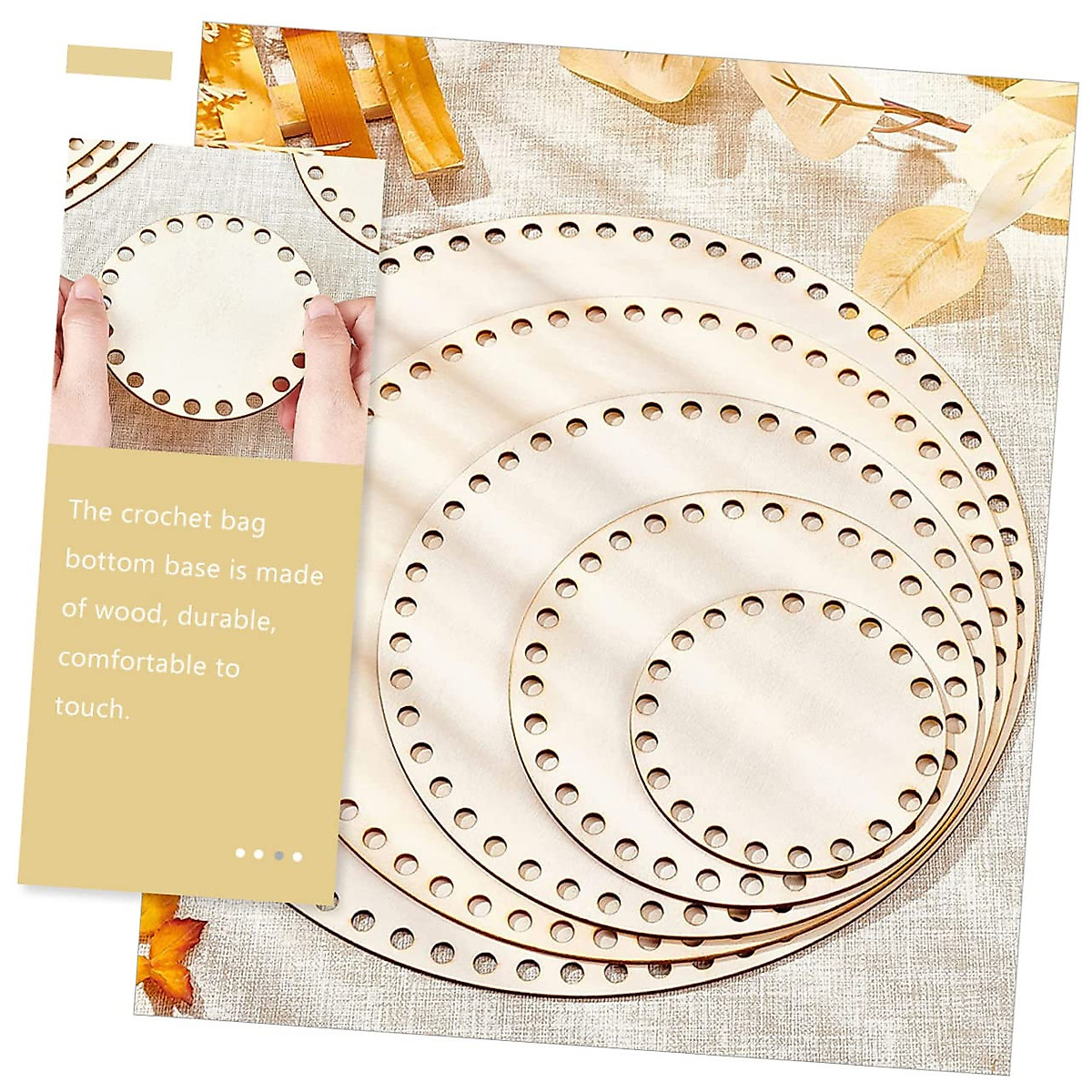 Cabilock 20 pcs Woven bag base knitting kit DIY kits wooden purse crochet basket bottom Unfinished Wooden Round Weaving Knitting Base Wood Base For Wood Bag Base Bag Bottom Crochet Supply