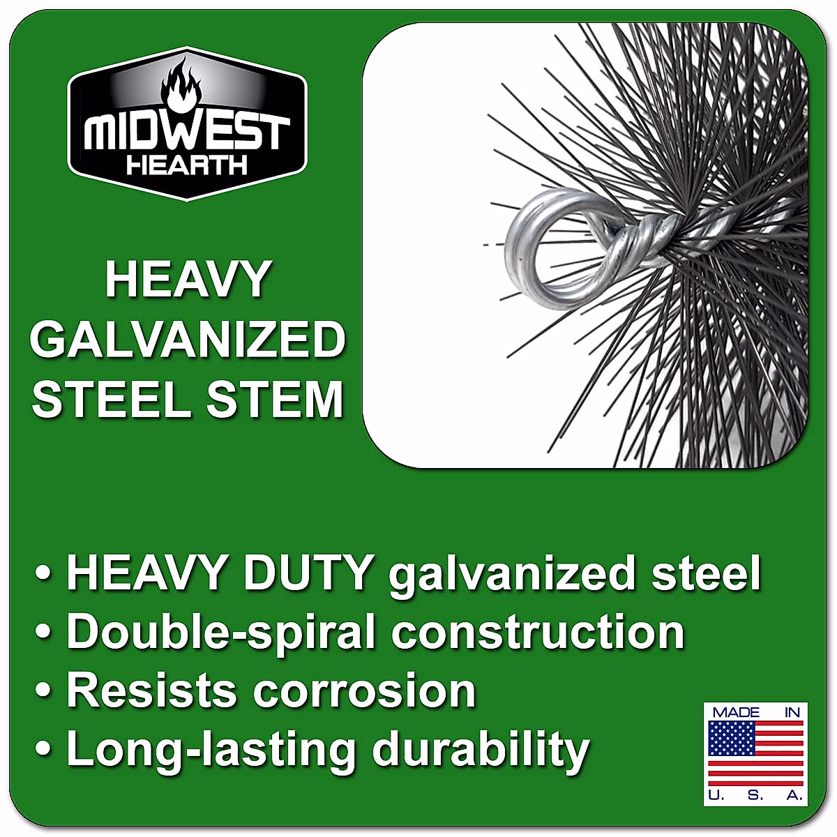 Midwest Hearth Wire Chimney Cleaning Brush (10-Inch Round) Made in USA