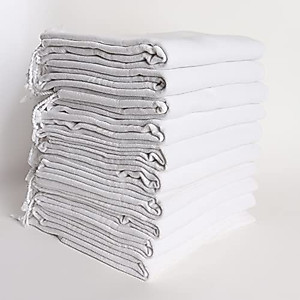 Puskul - Bulk Bachelorette Party Towels Pack of 10-100% Cotton Turkish Beach Towels for Bridesmaid Gift - Pre Washed, Soft, Lightweight, Oversized Peshtemal Wrap (White)