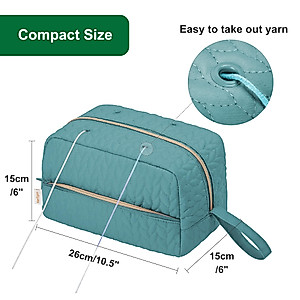 Crochet Bag Yarn Bag Storage Organizer Knitting Bag For Crocheting Accessories Crochet Hook Case Gifts For Crafters (Teal)