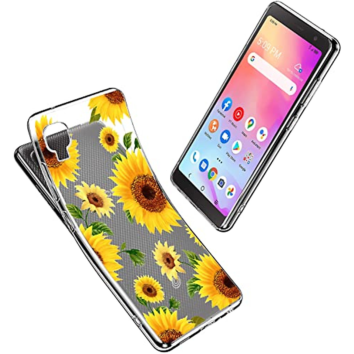 YJROP (3-Pack) for Alcatel TCL A3 A509DL/for TCL A30 Case, Soft Clear TPU [Scratch-Resistant] Drop Silicone Bumper Protection Shockproof Phone Case Cover for Alcatel TCL A3 A509DL,Flower