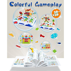 UNIH Kids Drill Set Toys for 3 4 5 Year Old Boys Girls, Building Educational Stem Puzzle Toys Learning Toy for Kids Gift (237 Pcs)