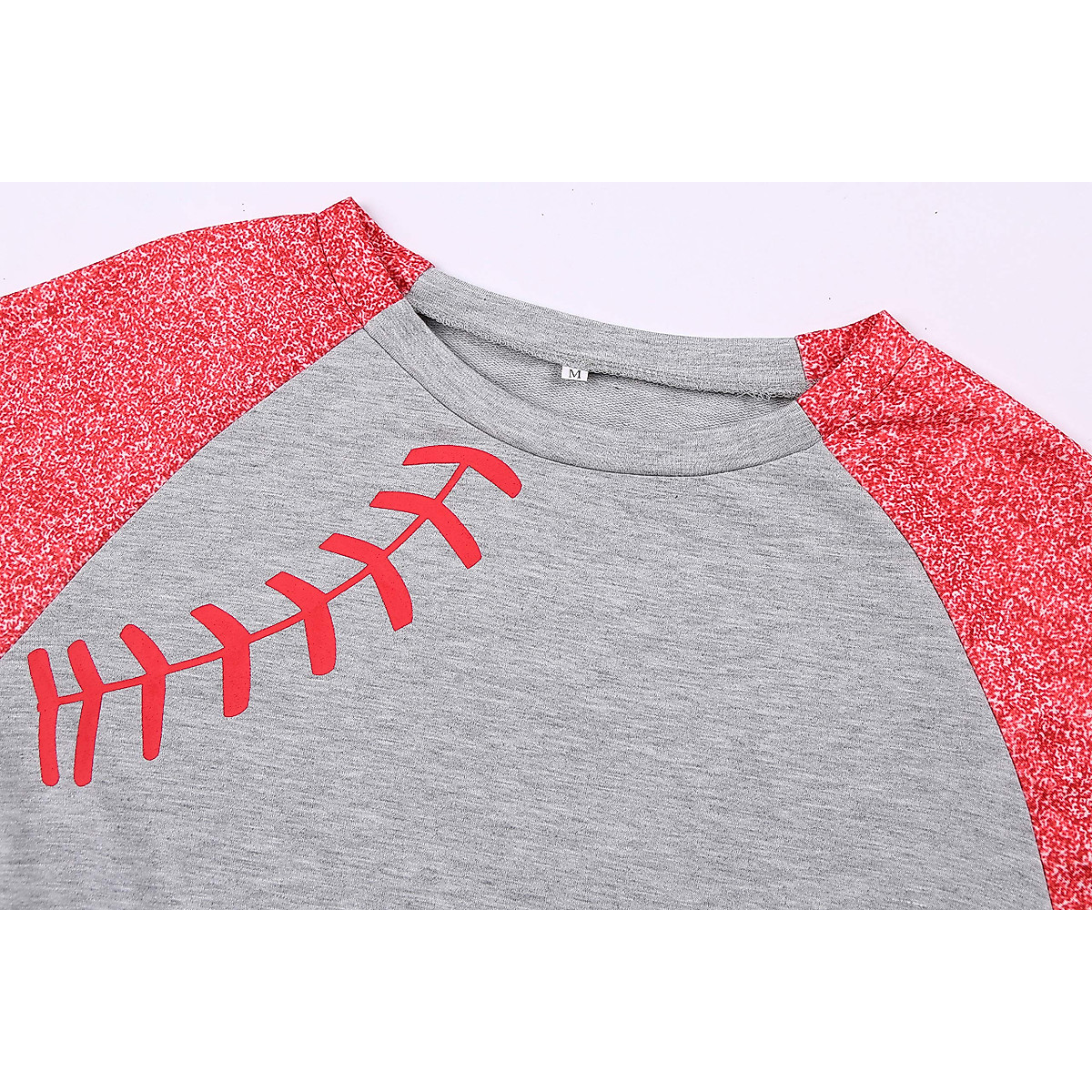 Womens Long Sleeve Shirts Baseball Clothing Creative Long-Sleeved Tops Aesthetic Tshirts Baseball Mom Shirts Red
