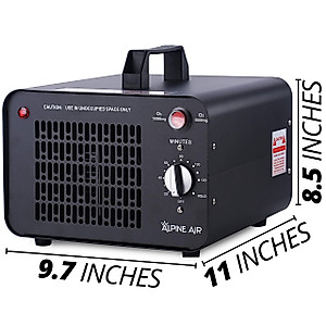 Alpine Air Ozone Generator 5000-10000 mg/h Adjustable Ozone Machine Odor Removal Double O3 Residential & Commercial Grade Odor Eliminator, Ozone Generator for Car, Home, Smoke, Hotels, Farms and Pets