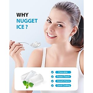 Aeitto Nugget Ice Maker 40Lbs/24H, Countertop Soft Chewable Ice Pebble Ice Machine, One-Click Operation, Auto Self-Cleaning Ice Makers with Scoop&Basket for Home, Office, Kitchen, Party (Black)