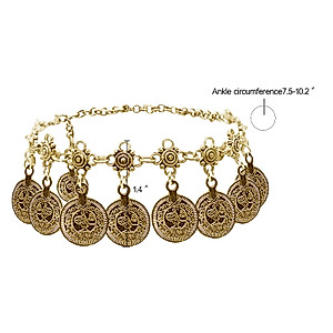 Bienvenu Boho coin sandals Anklet Bracelet, Bohemian Tassel Barefoot Sandals Chain Jewelry Belly Dance Anklet