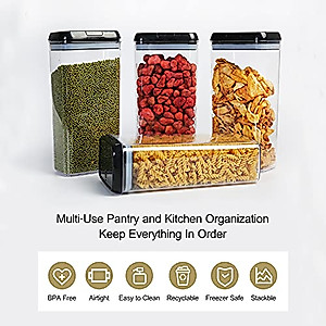 Extra Large Airtight Food Storage Container with Lids Updated BPA-Free Clear Plastic Kitchen Organization Pantry Organization and Storage for Spaghetti, Cereal & Flour Pasta Containers 4 PCS 2.82QT
