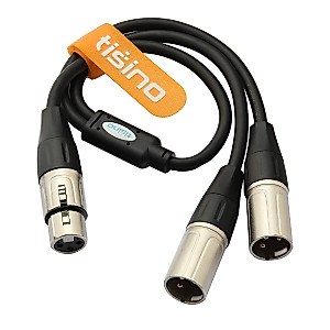 tisino XLR Splitter Cable, 1 XLR Female to 2 XLR Male Patch Y Cable Balanced Microphone Splitter Cord Audio Adaptor - 1 feet