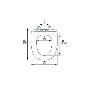 Bath Décor 1Q1R9-00 Styled for Eljer New Emblem Square Front Design Toilet Seat with Vari-Adjust Lok-Down Heavy Duty Hinge, Round, White