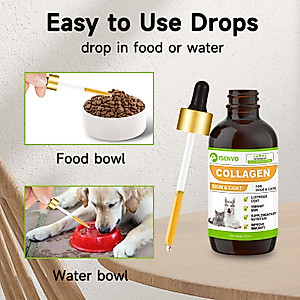 Liquid Collagen for Dogs and Cats, Skin and Coat Supplement for Dogs and Cats, Lustrous Coat, Vibrant Skin, Supplementary Nutrition, Improve Immunity, with Vitamin and Biotin