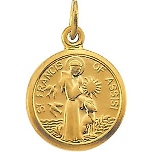 14k Yellow Gold St. Francis Of Assisi Religious Medal Pendant Necklace 10.15x12mm Jewelry for Women