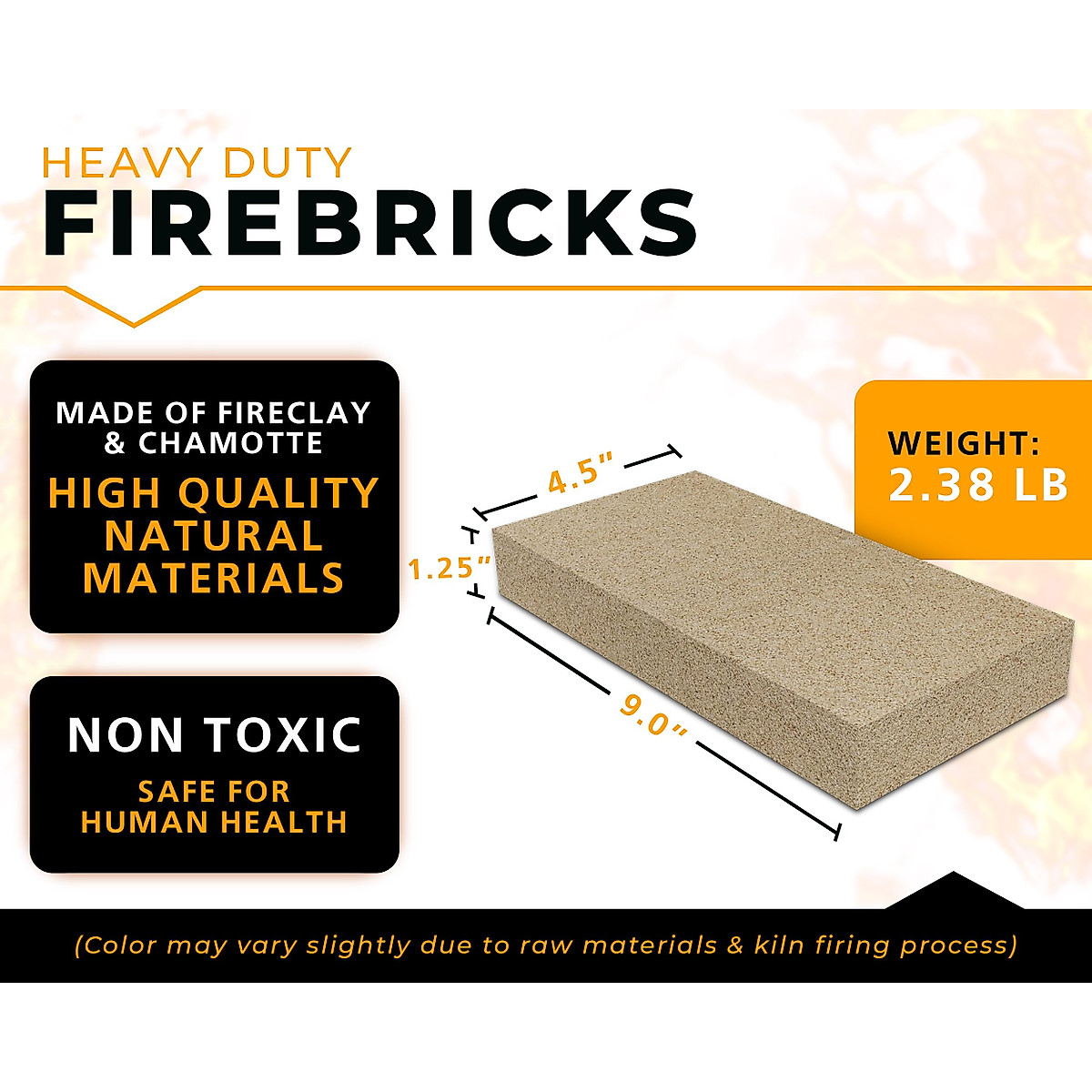 GIRtech USL Intermediate Fire Brick 2500F Pack of 6 Fire Bricks for Internal Lining Heating Units Insulating Warming layer for Fireplace, Steel Furnace, Wood Stove, Ceramic Oven Kiln, Blacksmith Forge