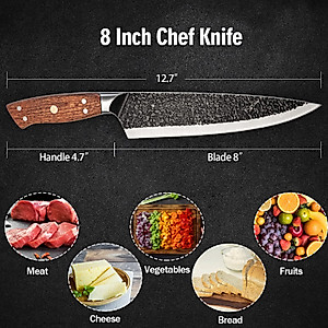 WLQiu Chef Knife, 8 Inch Professional Kitchen Knife,High Carbon Stainless Steel Ultra Sharp Knife, Chefs Knives with Ergonomic Handle