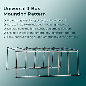 Heavy-Duty Wire Guard for Exit Signs & Emergency Lights - Hard Wired, Durable 9-Gauge Steel Protects Against Vandalism, Impact Damage and Flying Objects (Light Not Included) - 13.5" x 15" x 6"