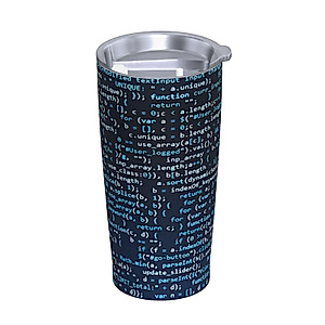 20oz Insulated Tumblers with Lids and Straws Cool Coding Code Stainless Steel Coffee Tumbler Cup Double Wall Vacuum Travel Coffee Mugs for Home, Office, Outdoor
