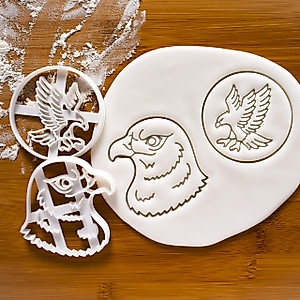 Set of 2 Hawk cookie cutters (Designs: Hawk's Face and Swooping Hawk), 2 pieces - Bakerlogy