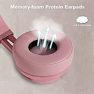 REETEC Wireless Bluetooth Headphones Over-Ear - [40 Hrs Playing Time, Soft Protein Earpads] Foldable HiFi Stereo Wireless Headphones with Microphone, Deep Bass Headset for Phone, PC, iPad - Rose Gold