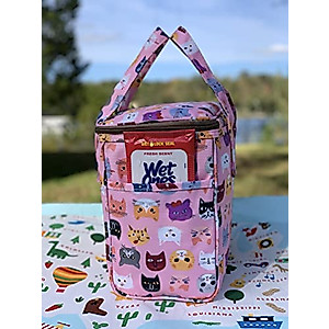Kwang Min Pink Cat Faces Insulated Lunch Bag for Women Reusable Lunch Box for Adult,Large Bento Cooler for Office Picnic Beach Party,Premium Fabric,WaterProof,Pink Gift Pink Cat)