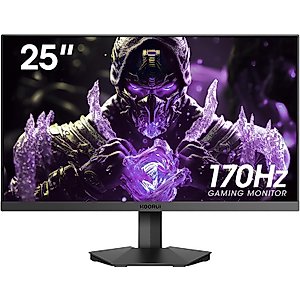 KOORUI Gaming Monitor 25-inch, 170Hz FHD 1080p Computer Monitor, 1ms GTG, Adaptive G-Sync, FreeSync Premium, 3 Sides Frameless, HDMI x 2, DisplayPort, Black, 25E3A