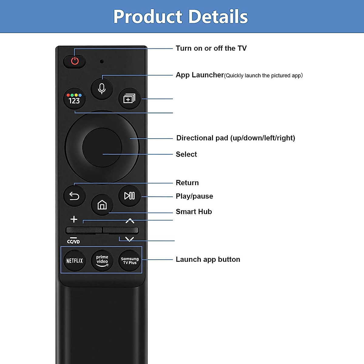 Amtone Replacement BN59-01357A Voice Control Enabled Remote Control for Samsung Smart TVs Compatible with Neo QLED, The Frame and Crystal UHD Series