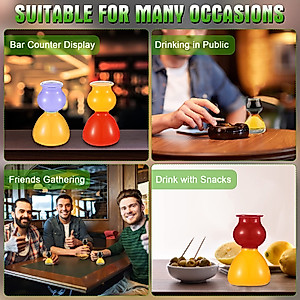 Mumufy 4 Pcs Double Bubble Layered Shot Glass 4 oz Clear Shot Glass Jigger for Smooth Tasty Shots Funny Novelty Split Shot Glasses Cocktail Glasses Whiskey Glasses Clear Glass for Party Bar Decor