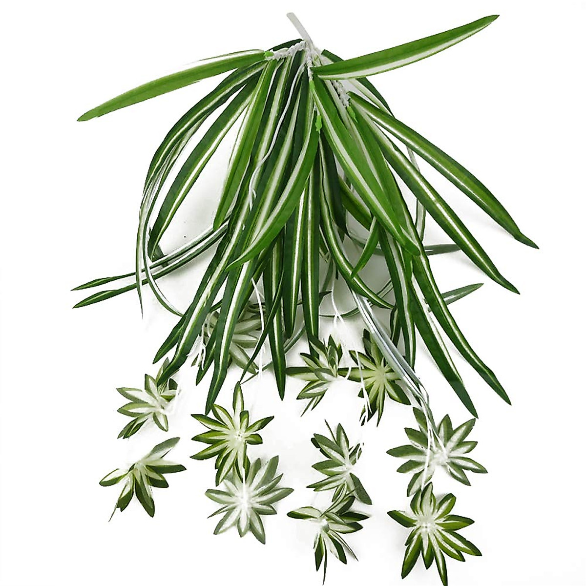 Artificial Chlorophytum Silk Flowers, Flowers Spider Plant Fake Greenery Faux Plant Hanging Basket Ivy Green Leaves Wall Hanging Plants for Home Garden Office Wedding Decoration (Green , One Size )
