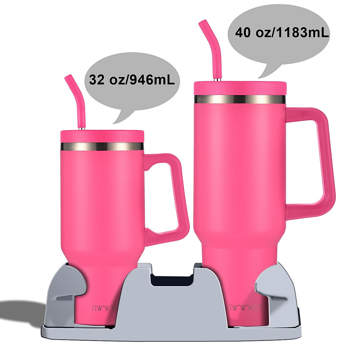 mininoo 30 oz Tumbler With Handle and Straw Lid, Insulated Coffee Mug Stainless Steel Travel Mug Leak-proof Lid and Straw Fit in Car Cup Holder(Cupcake Pink)