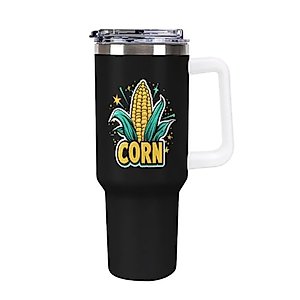 Corn Insulated Tumblers with Handle Stainless Steel Coffee Mug Funny Travel Cup with Lid Straw 40oz