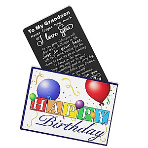 TANWIH Grandson Birthday Cards, Happy Birthday Grandson, Inspirational Gift for Granson Birthday