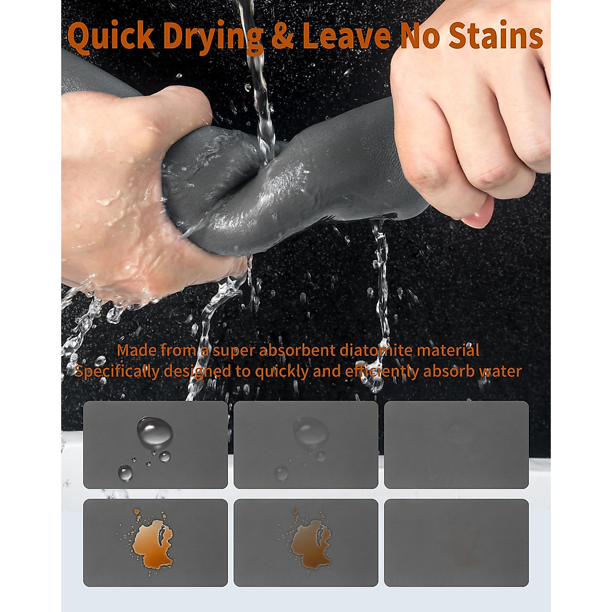 Hotmir Dish Drying Mat for Kitchen-Counter:Super Absorbent Coffee Mat Hide Stain Dish Mat Drying Kitchen Mat | Non Slip Rubber Backed Dish Drying Matt Kitchen Counter for Dish Rack Mat & Coffee Bar