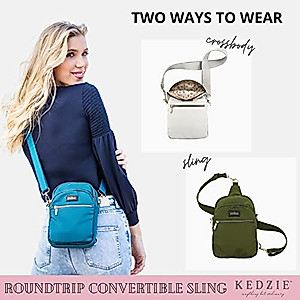 KEDZIE Roundtrip Convertible Sling & Crossbody Bag Cell Phone Purse for Women with Adjustable Strap - Black