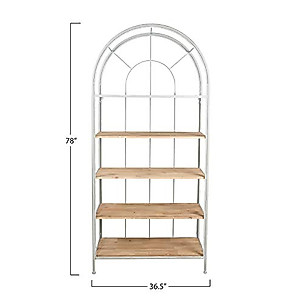 Creative Co-op EC0212 Metal Framed Bookshelf with 5 Wood Shelves Cabinets and Shelf Units, Grey