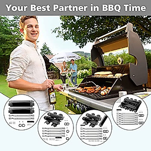 Barbqtime 2 Burner Grill Replacement Parts for Nexgrill Grill 720-0864,720-0864m, 720-0864r,10 PCS Grill Flame Tamers & Igniters & Burners Replacement for Nexgrill