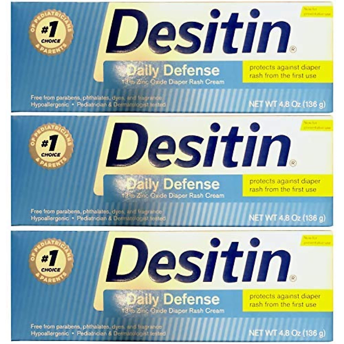 Desitin Daily Defense (Creamy), 4.8 Ounces, (Pack of 3, 14.4 Ounces)