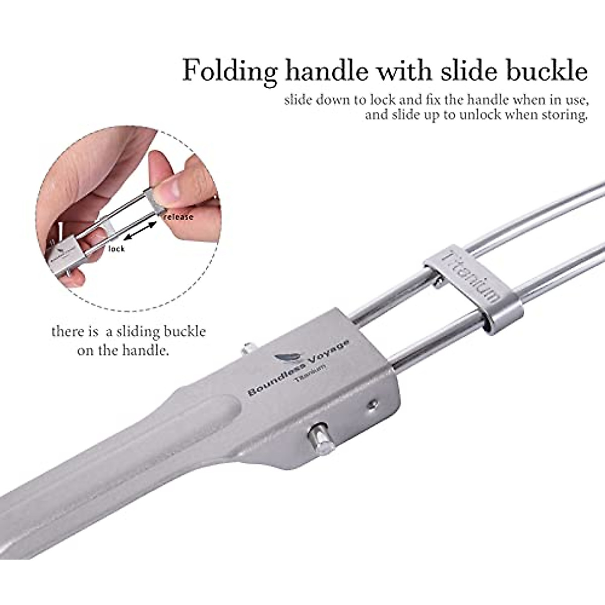 Boundless Voyage Titanium Kitchen Beefsteak Frying Shovel with Folding Handle Barbecue Spatulas Solid Turner Metal Spatula Ti1076T