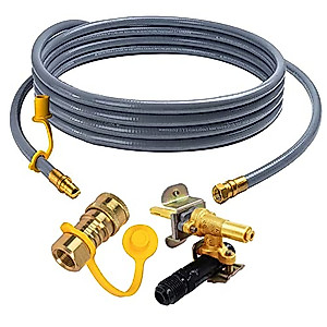 MENSI 10FT Natural Hose Gas Conversion Kits for Outland Living Portable Propane Fire Pits 3/8" Quick Connect Disconnect Coupling and Valve - Certified for 780/864 NGCK Manual Ignition Firebowls