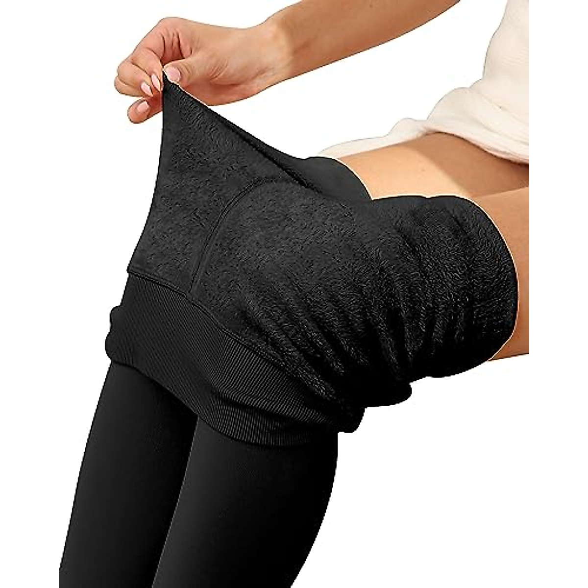 NORMOV Winter Warm Fleece Lined Leggings Women,Thick Thermal Velvet Tights (Black-XS/S)