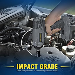 BLACKROBOT 4 Piece Impact Socket Adapter Set, 1/4" 3/8" 1/2" SAE Drive Socket Adapter Set, Square Adapter and Reducer Conversion Set for Impact Driver Wrench, Cr-Mo Steel