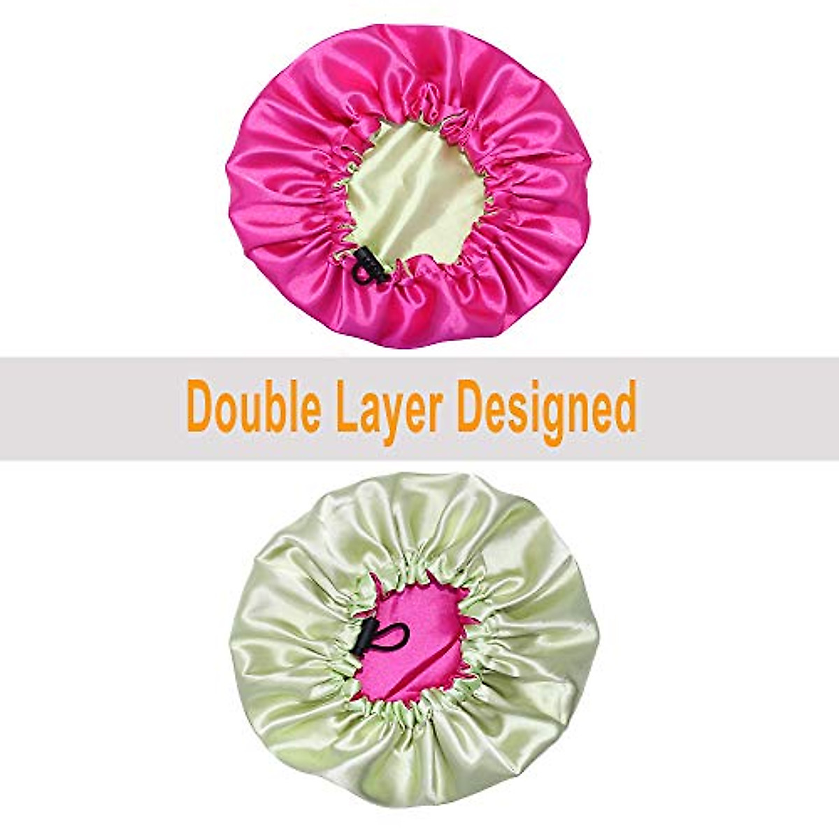 Adjustable Kids Satin Bonnets Sleeping Caps Shower Caps for Girls Boys,Elastic Band and Reversible,Soft,Breathable,Fit Most Kids Head and Hair Style (red,pink)