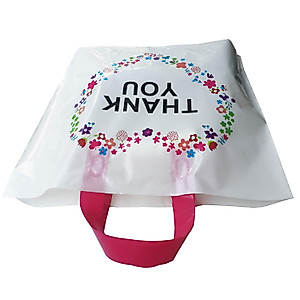 50Pcs Beige Thank You Bags for Small Business,Boutique Bags with Soft Loop Handle,Plastic Christmas Bags,Size:15"x12"x3"（38 * 30 * 8CM 2.8 Mil