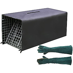Deblue Feral Cat Trap Cage Cover, 32" Cage Trap Cover for Live Animals with Bite Proof Gloves, Large Trap Cage Cover for 1 Door Humane Trap Cage-(NO CAGE)