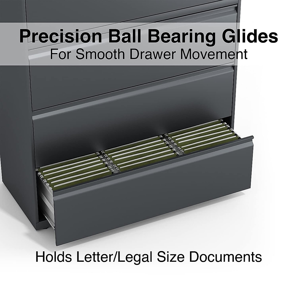 Lorell 60437 Lateral File, 4-Drawer, 42-Inch x18-5/8-Inch x52-1/2-Inch , Charcoal