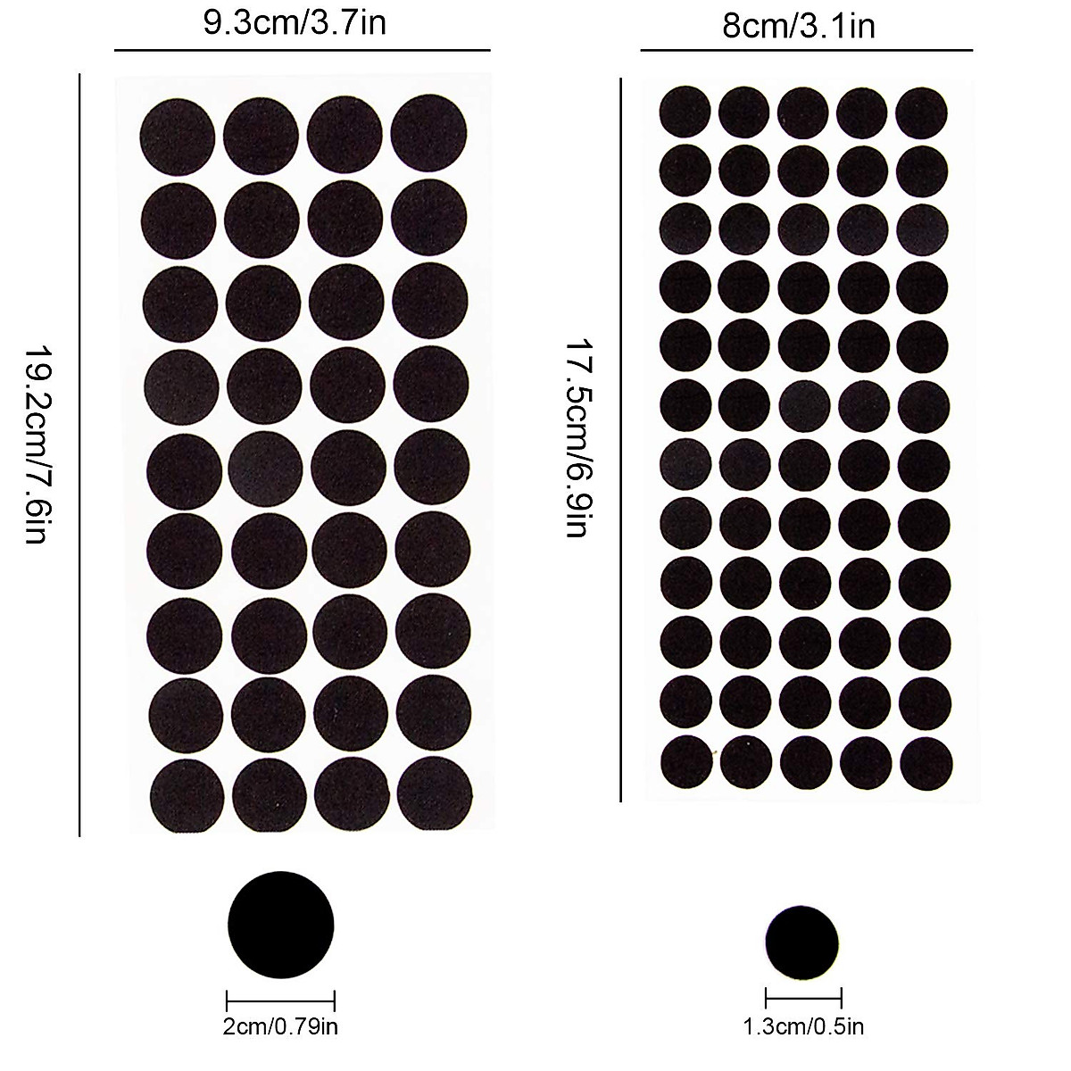 Iceyyyy 200+ Pieces Black Adhesive Felt Circles, Black Self-Adhesive Felt Sticker for Halloween DIY Projects, Professional Craft Finishing (0.5 and 0.75 Inch)