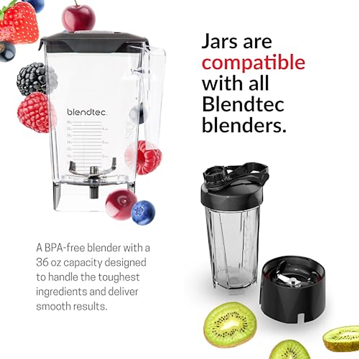 Blendtec Original Designer Series Blender and 90 Oz WildSide+ Jar - Kitchen Blender Bundle - Black