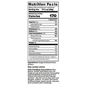 Organic Grains Organic Hulled Buckwheat Groats - 3 Lbs. (48 Oz.) - The Top Organic Buckwheat Ingredient For Your Buckwheat Food Needs! - Non GMO, Kosher, & Vegan