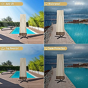 HERA'S PALACE Patio Umbrella Cover, 600D Protective Waterproof Cover with Zipper, High-Density Stitching, Patio Umbrella Covers for 9-13 Feet Cantilever Offset Umbrella
