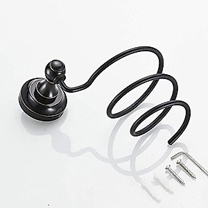 BigBig Home Wall Mounted Hair Dryer Holder for Bathroom, Bath Organizer Hair Blow Dryer of Brass with Oil Rubbed Bronze with Construction of Round