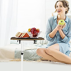 Highger Standing Desk Height Adjustable Laptop Desk, Portable Laptop Cart with Tilt-able Swivel Desktop, Ergonomic Rolling Desk with Wheels for Home Office