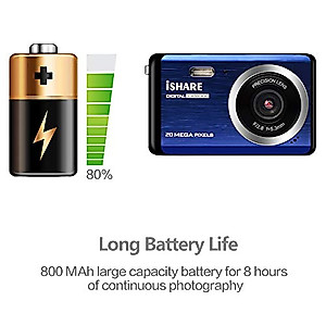 Mini Digital Camera for Photography with 2.8 Inch LCD 8X Digital Zoom, 20MP HD Digital Camera Rechargeable Point and Shoot Camera, Indoor Outdoor for Kids/Seniors/Learner(Blue)